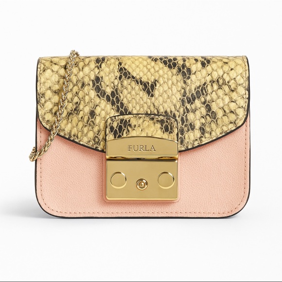 Furla | Bags | Furla Metropolis Python Embossed Crossbody Bag Pink Snakeskin Leather Mini | Poshmark